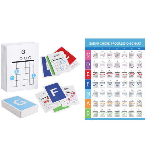 AXPTECH Guitar Chords Cards and Guitar Chord Chart- 56 Guitar Chord ...