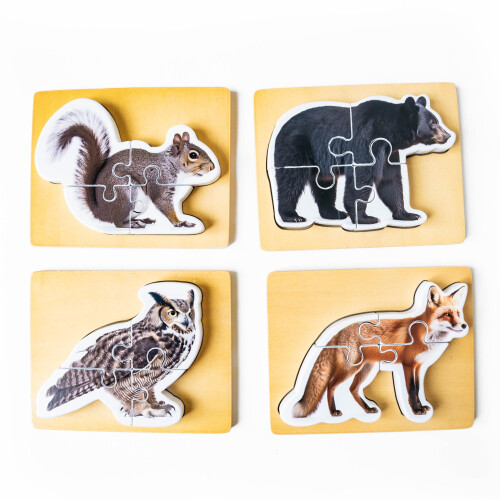 Wooden Montessori Animal Puzzles for Toddlers 2+ Years | Realistic ...