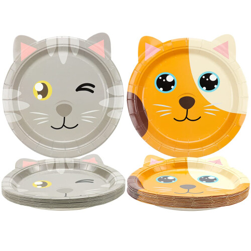 QUERICKY Cat Shaped Dinner Plates Cat Birthday Party Disposable Plates ...