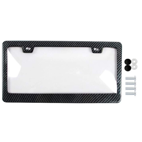 Car License Plates Shield and Carbon Fiber Look Frame Combo 1 Pack ...