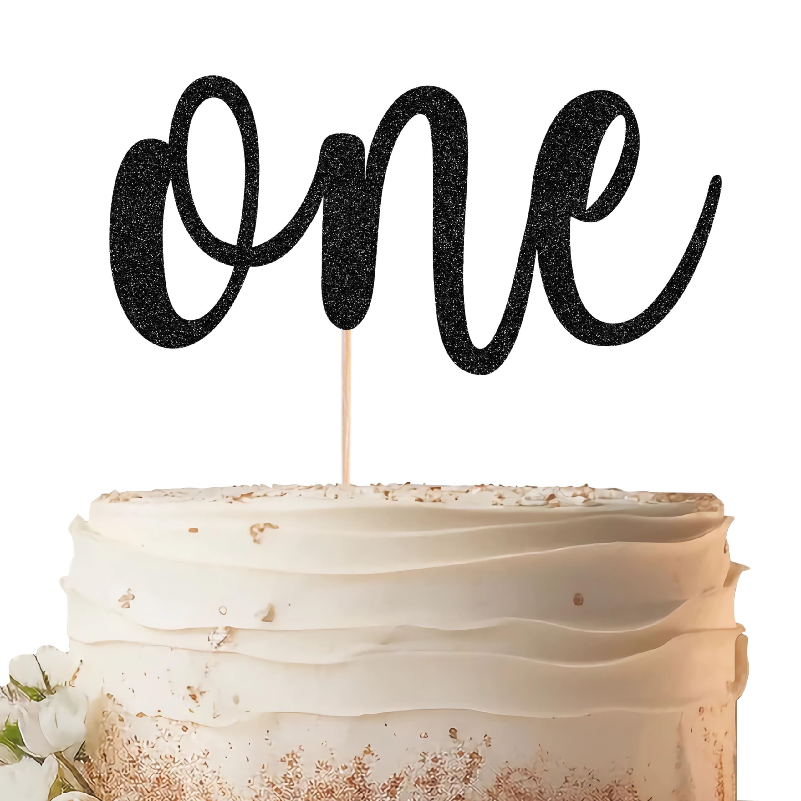 Eonncnt One Cake Topper - Black Glitter 1er Birthday Cake Decorating ...