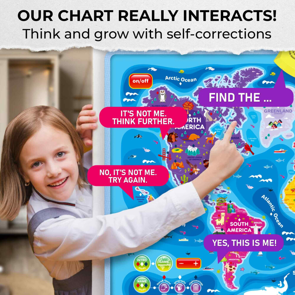 QUOKKA Educational Toys for Kids 5-7 Year Old - World Map Learning Wall Chart for Toddlers Age 3 ...