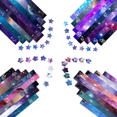 Wowagoga 2160 Sheets Origami Stars Paper with 4 Different Designs of ...