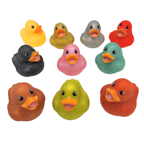 Colorful Glitter Rubber Duckies (2"""") Assorted Neon Color Squeaky ...