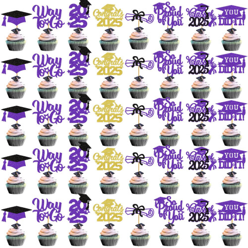 Graduation Cupcake Toppers 2025 Graduation Decorations Class of 2025 ...