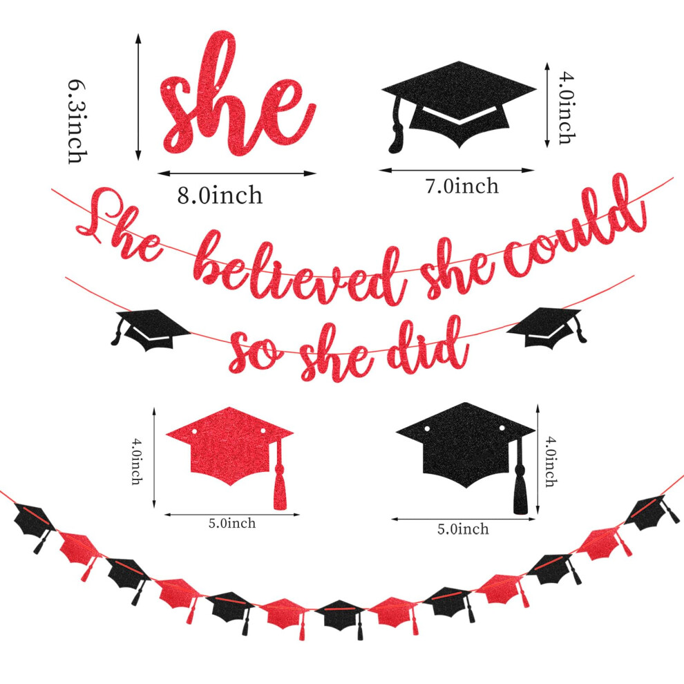 Red-Black White Party-Decorations Graduation Banner-Streamers - 18pcs ...