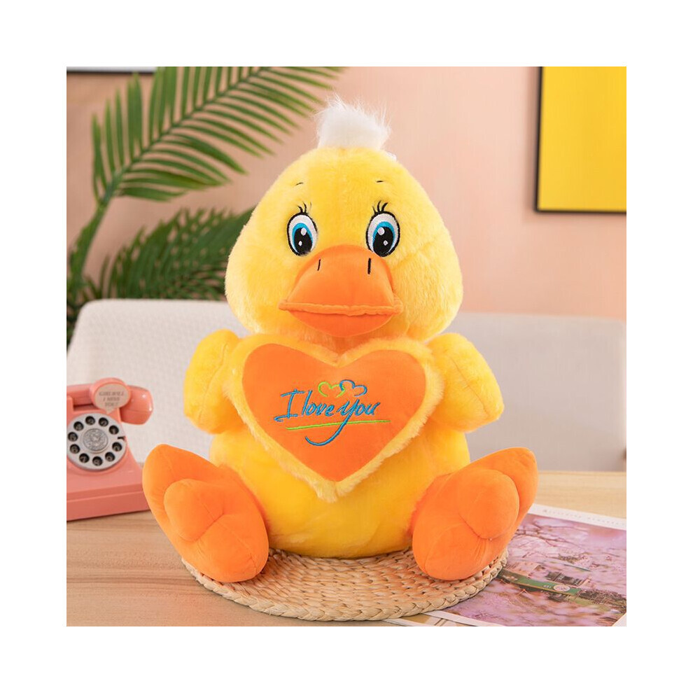 (Amarillo, 30 cm/11,81 pulgadas) Pato de peluche con forma de corazón ...