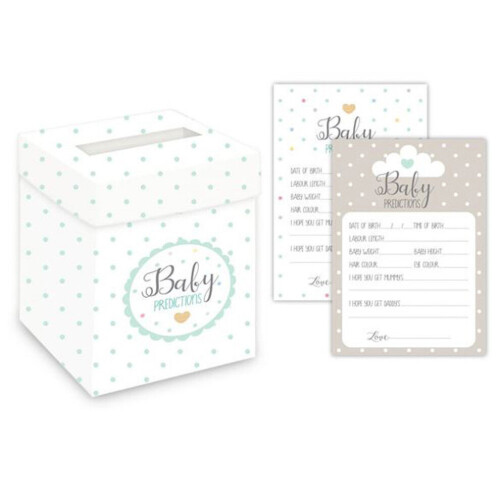 Paquete de 20 tarjetas de predicción y juego de baby shower con buzón ...