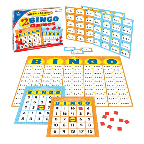 Juego de bingo de suma y resta de Carson Dellosa para niños. 2 juegos ...