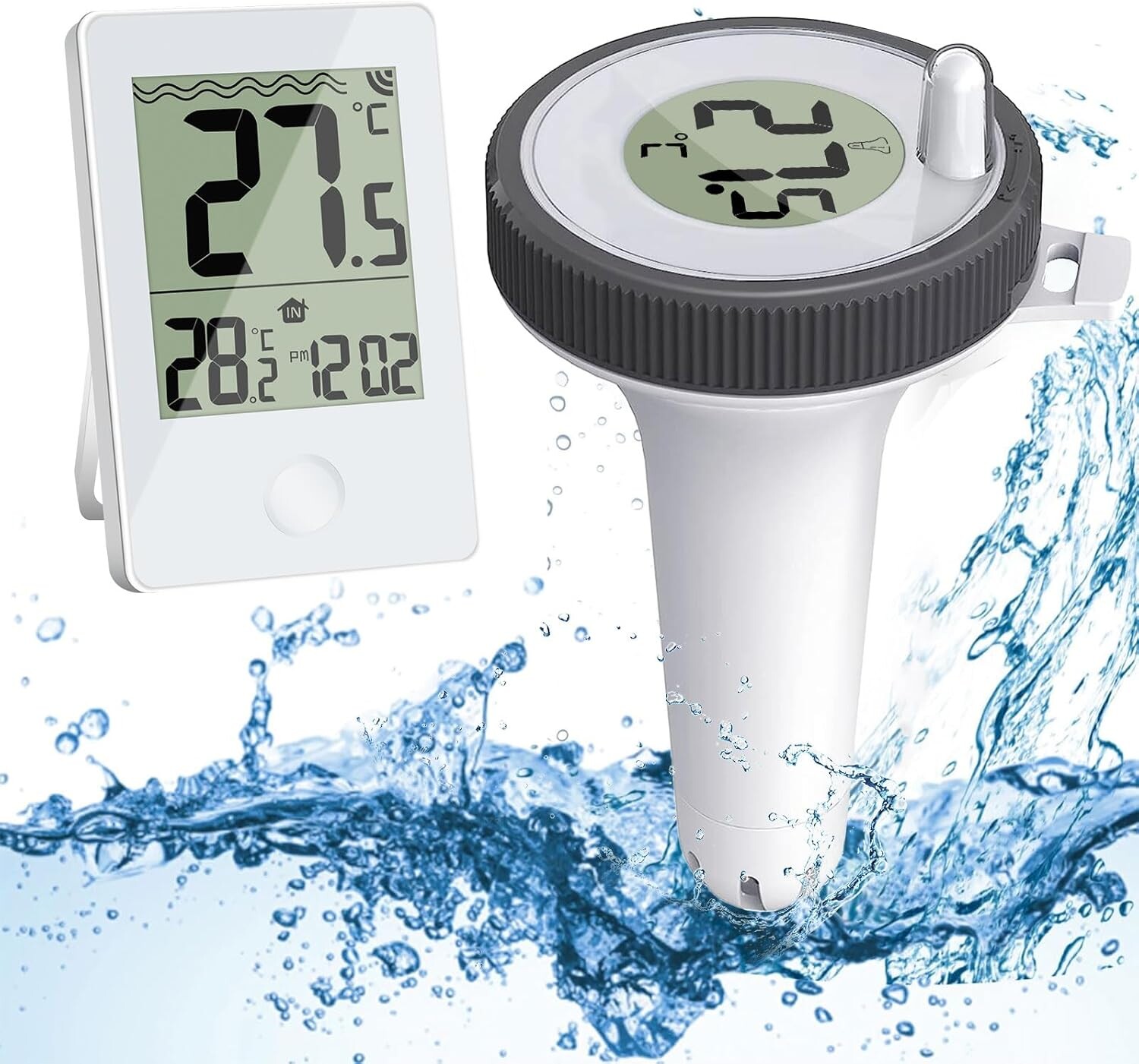 Wireless Digital Floating Pool Thermometer with IPX8 Waterproof, Easy ...