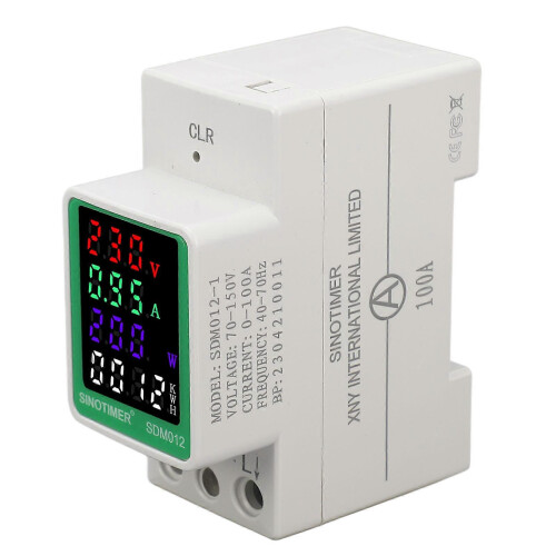 Digital Energy Meter LED Display DIN Rail Voltage Current Frequency ...
