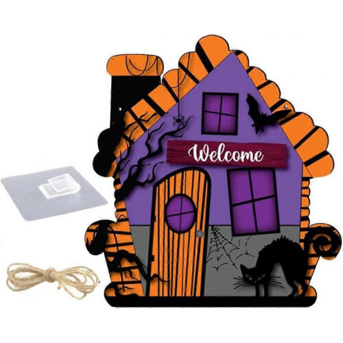 Halloween Welcome Sign Halloween Wooden Hanging Sign Welcome Sign Wood ...