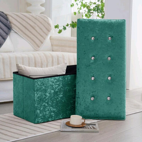 (DARK GREY) DOUBLE CRUSHED VELVET STORAGE BOX WITH FOLDABLE LID ...