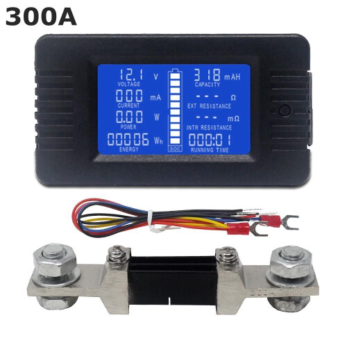 (with 300A shunt) DC Voltmeter Ammeter Power Energy Digital Meter LCD DC 60-200V 10A/50A/100A ...