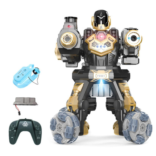 (2 Remote Control, Silver) Robot Toy, 2.4G Remote Control Robot 4 Wheel ...