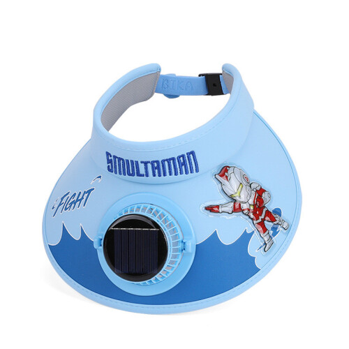 (Blue) Sun Cartoon Ultraman Hat With Builtin Fan And Colorful Lights ...