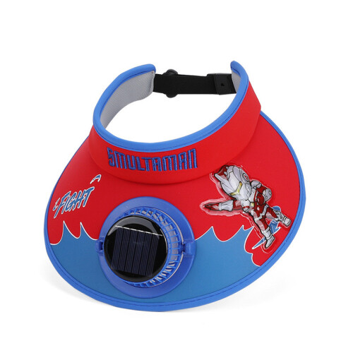 (Red) Sun Cartoon Ultraman Hat With Builtin Fan And Colorful Lights ...