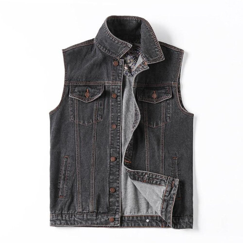 (grey, 6XL) Military Denim Vest Men Outdoors Cotton Multi Pocket ...