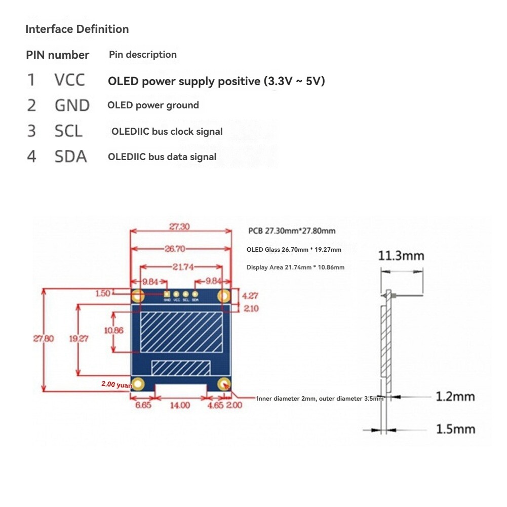 Module SSD I2C OLED 0,96 pouce pour Raspberry Pi, 4 broches, pour ...