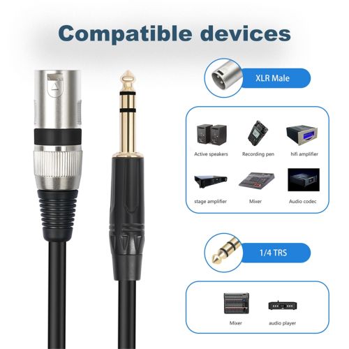 1/4 Inch to XLR Male Balanced Signal Interconnect Cable 100cm on OnBuy