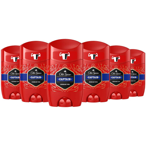Old Spice Captain Deodorant Stick For Men 6x50 ml, 48H Fresh, 0% ...