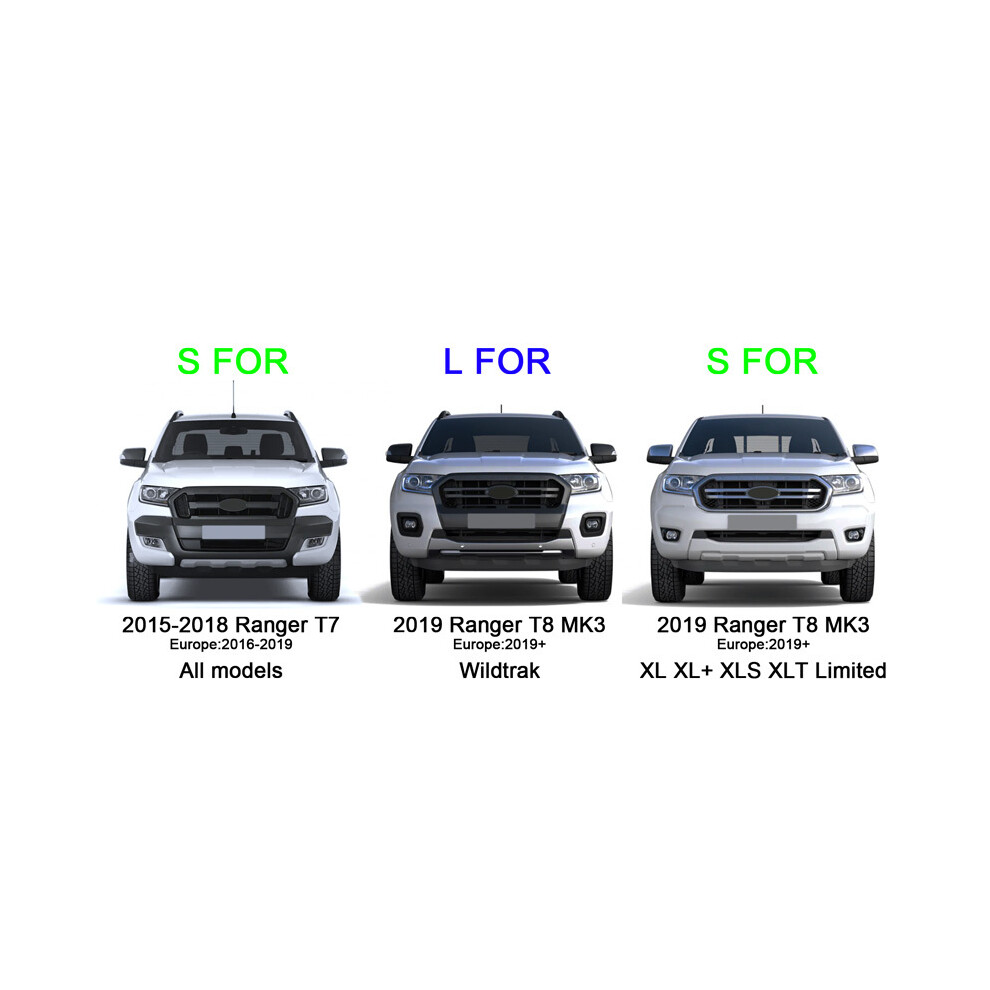(Chrome-S per T7 e T8 XL) Per Ford Ranger 2015-2021 Griglia superiore ...