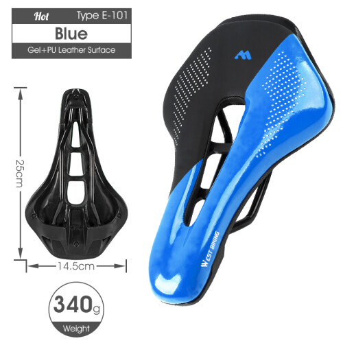 （101 Blu) Cuscino in spugna per sella bici Superficie in pelle PU ...