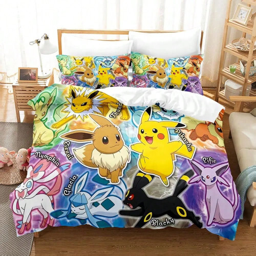 (14, EU King 240x220cm) Pokemons Cartoon Anime Bedding Set Kawaii ...