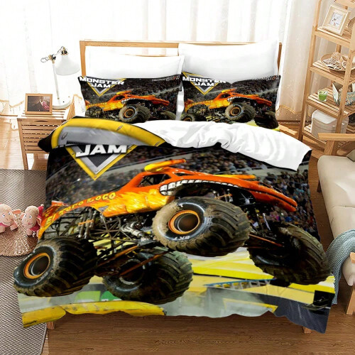 (As Picture5, AU King(245x210cm)) Monster Jam Bedding Set Single Twin ...