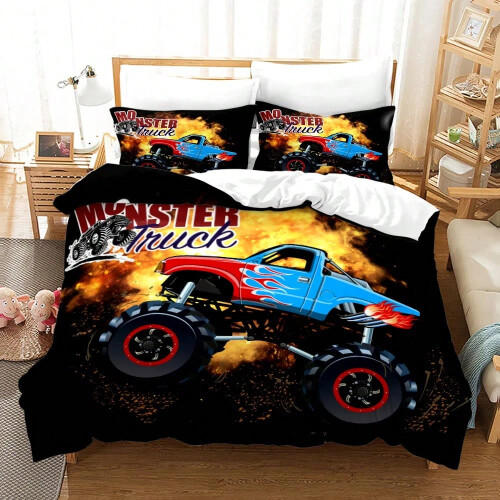(As Picture20, EU Double(200x200cm)) Monster Jam Bedding Set Single ...