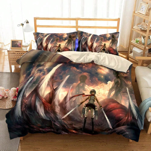 (9, EU single(135x200cm)) Anime Attack On Titan Bedding Set Kawaii Loli ...