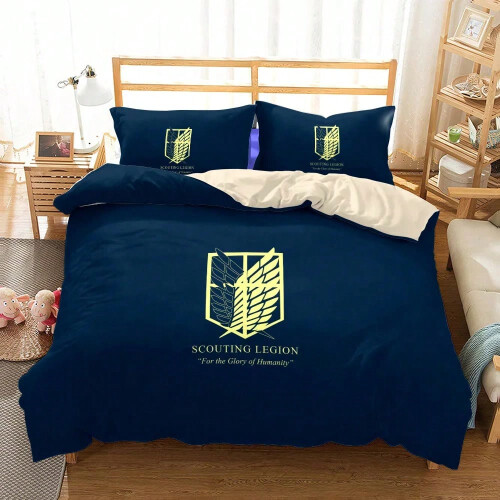 (2, EU King(240x220cm)) Anime Attack On Titan Bedding Set Kawaii Loli ...