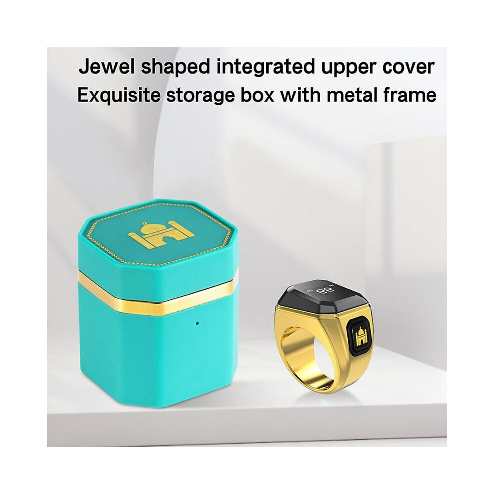 (18mm, Black) Prayer Reminder Rings with Charging Case Portable ...
