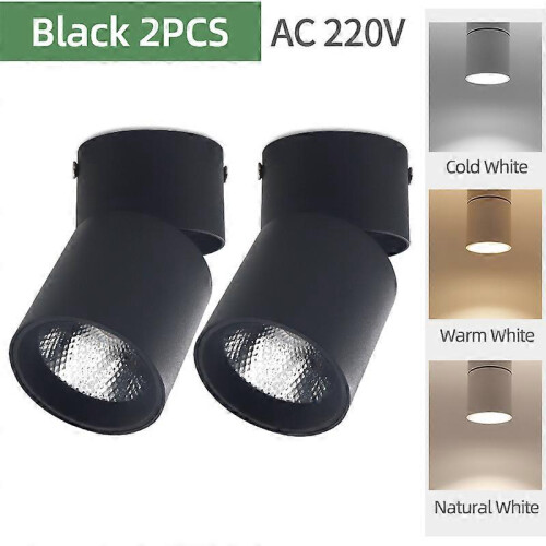 (15W Warm White, Black body) 2PCS Led Foldable Downlight Spotlight 220V ...