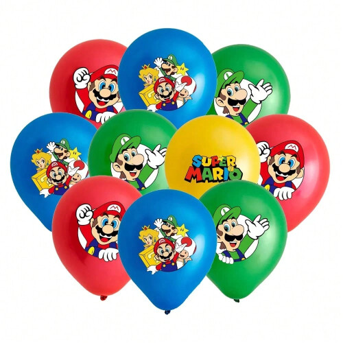 (001-12PCS, 12inch) Super Mario Bros Latex Balloons Birthday Party ...