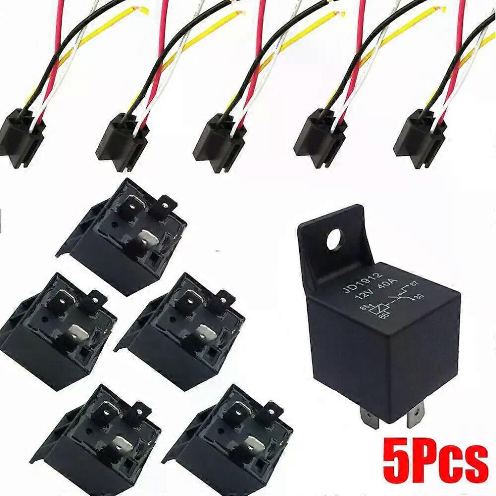 5 relés automotrices SPDT de 12 V y 40 A, 4 pines y 5 pines con cables ...