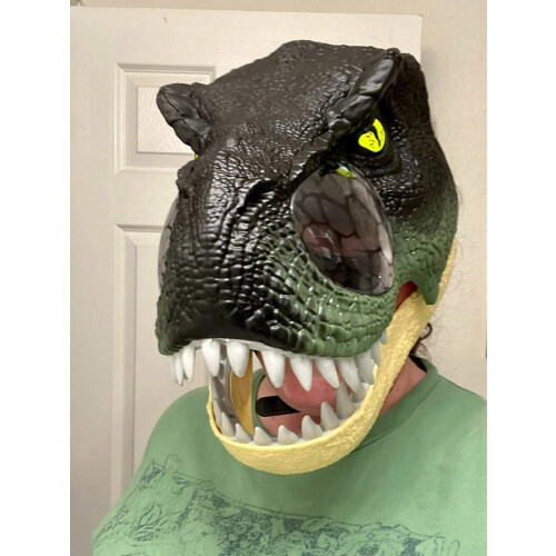 (green) P-jsmen Led Lighted Eyes T-Rex Mask Sounds Dinosaur Mask ...