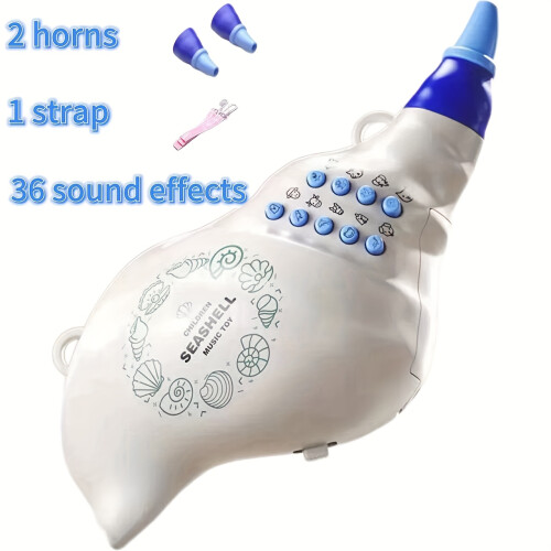 (Blue and White Conch Horn [36 Animal Sounds]) Kids Conch Trumpet Toy ...
