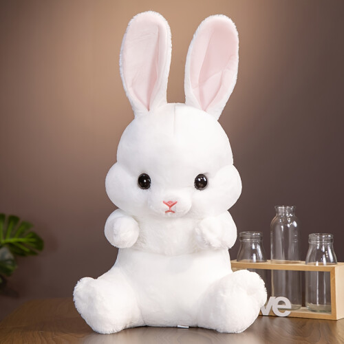 (White Sitting Long-eared Rabbit, S 45cm) Soft, Cuddly Long-Eared ...