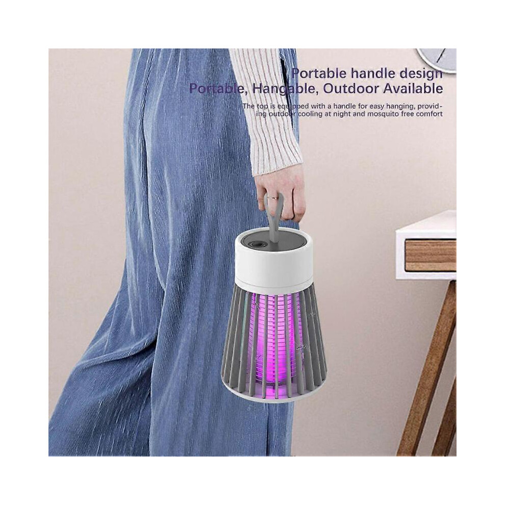 (2pcs, Gray) Mosquito Killer Lamp Electric Rechargeable Zapper Bug Fly ...