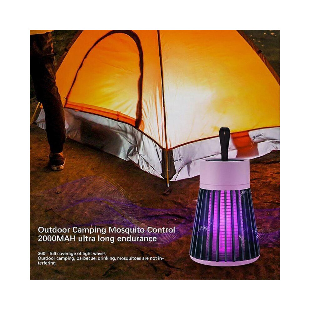 (2pcs, Gray) Mosquito Killer Lamp Electric Rechargeable Zapper Bug Fly ...