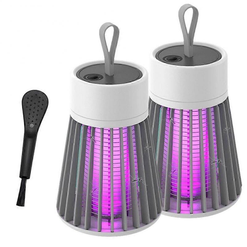 (2pcs, Gray) Mosquito Killer Lamp Electric Rechargeable Zapper Bug Fly ...