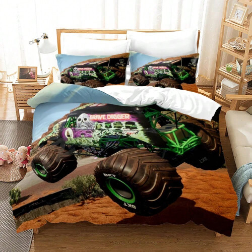 (As Picture, US Queen(228x228cm)) Monster Jam Bedding Set Single Twin ...