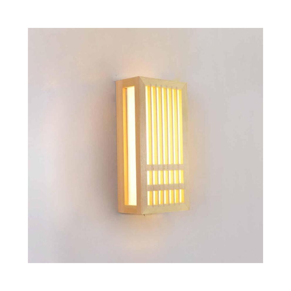 Japanese Style Wooden Wall Light with Acrylic Lampshade, Rectangular ...