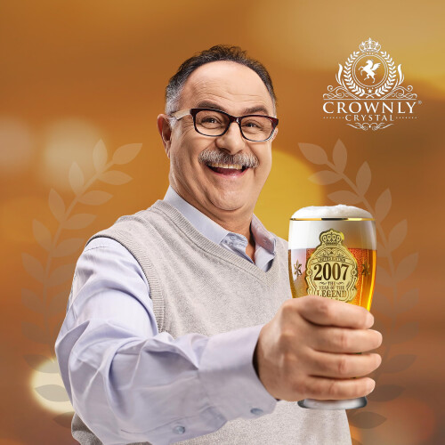 CROWNLY CRYSTAL 2007 18th Birthday Personalised Beer Glass 570 ml 1 ...