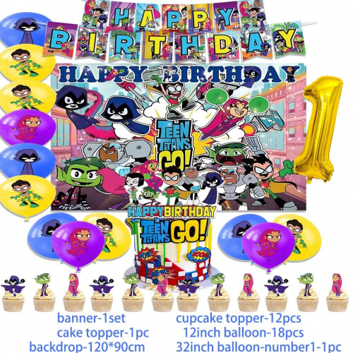 (N-1, Other) Cartoon Teening Titans Go Theme Child Birthday Party ...