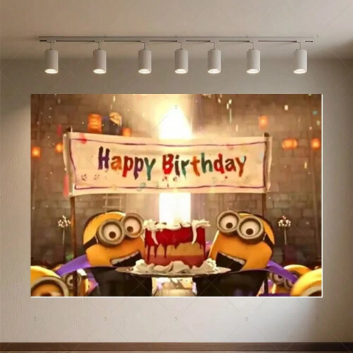(sk-5-7, 180x120cm) Minions Theme Anime Children Birthday Party Booth ...
