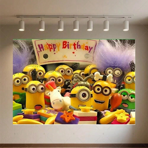 (sk-5-12, 120x90cm) Minions Theme Anime Children Birthday Party Booth ...