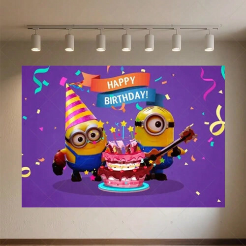 (sk-5-12, 120x90cm) Minions Theme Anime Children Birthday Party Booth ...