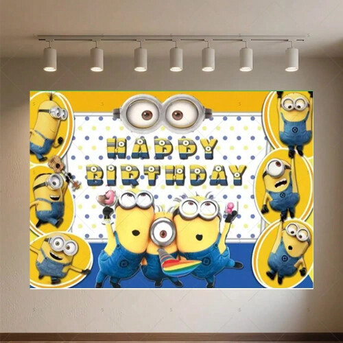 (sk-5-14, 150x100cm) Minions Theme Anime Children Birthday Party Booth ...